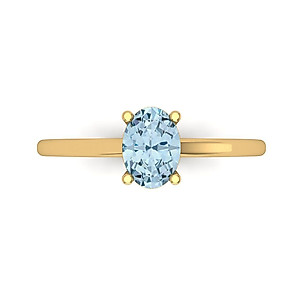 Clara Pucci 1.0 ct Oval Cut Solitaire Natural Swiss Blue Topaz VVS1 Engagement Bridal Promise Anniversary Ring 18k Yellow Gold Size 9.5