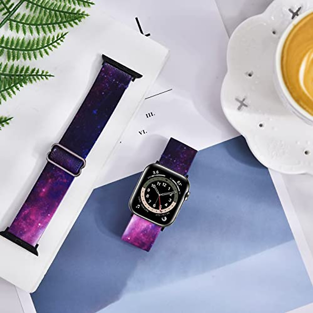 MOFREE Stretchy Strap Compatible for 40mm Apple Watch Band 41mm/40mm/38mm Series 7/6/SE/5 Adjustable Nylon Sport Women Men Printed Strap for iWatch Series 4/3/2/1 38mm/40mm Replacement Galaxy