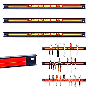 ERGOMASTER 3 Pcs 18" Magnetic Tool Holder Bar Organizer Storage Rack for Garage Workshops ( Mounting Screws Included )