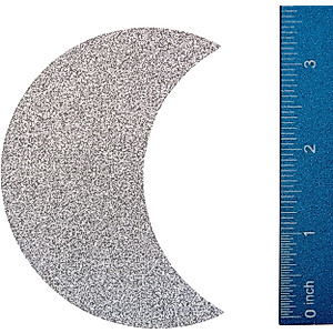 10-Pack, Baby Shower Crescent Moon, Silver Glitter, One Sided, Cardstock, 3.5" High x 2.9" Wide
