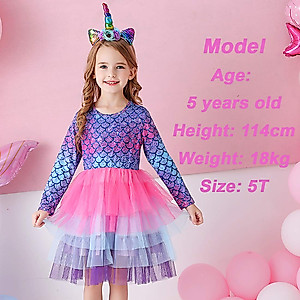 VIKITA Girls Dresses for Winter Long Sleeve Toddler Girls Clothes Party Tulle Dresses for Little Girls,LH4594 5T