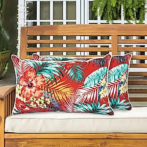 IN4 Care Lumbar Pillow Covers Set of 2, Outdoor Indoor Waterproof Decorative Patio Lumbar Pillowcase Shell 12x20 Inch, Rectangular Cushion Case for Couch Sofa Garden Farmhouse-Sadira Chili Haze