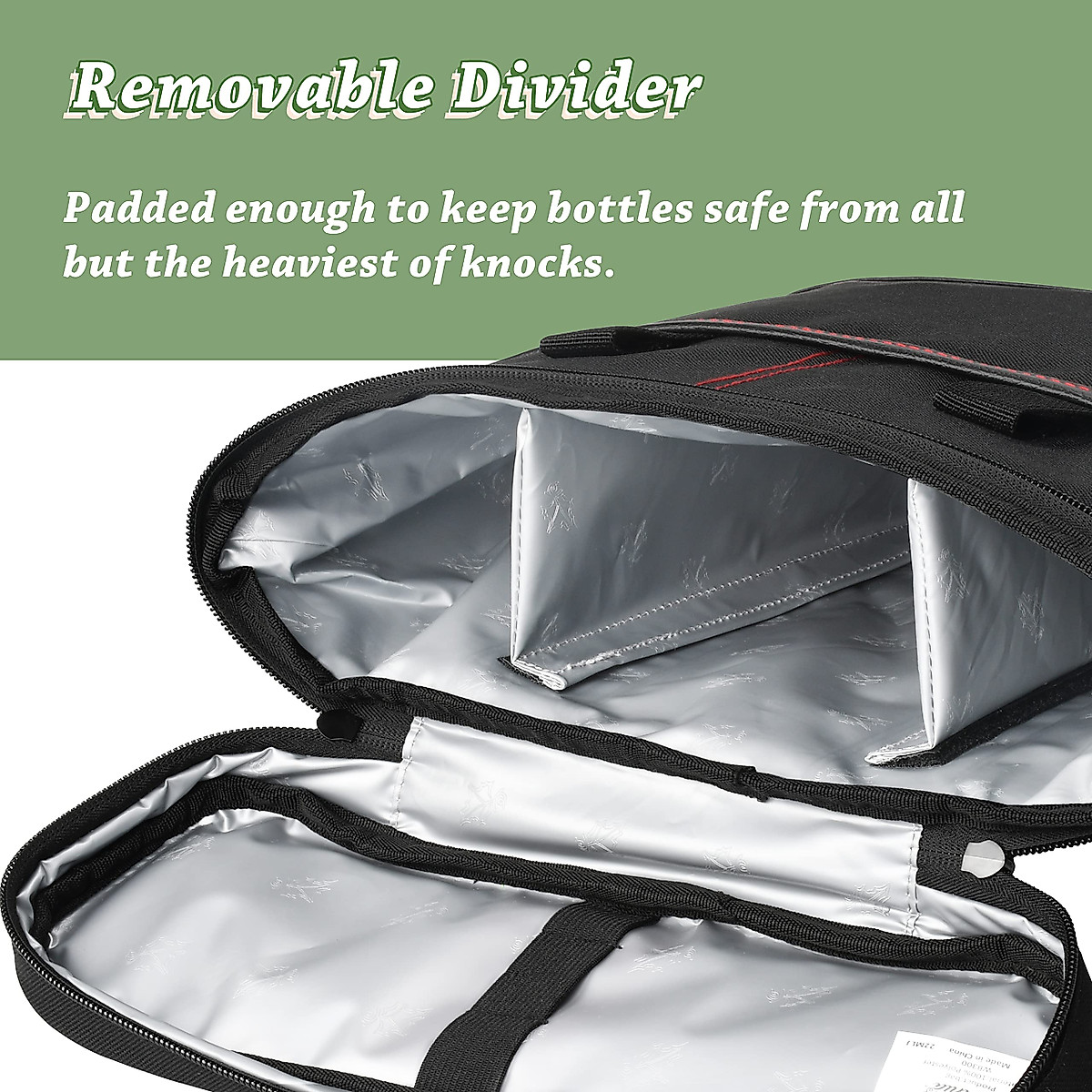 Tirrinia Insulated Wine Gift carrier - 3 Bottle Travel Padded Wine Carry Cooler Tote Bag with Handle and Adjustable Shoulder Strap, Black