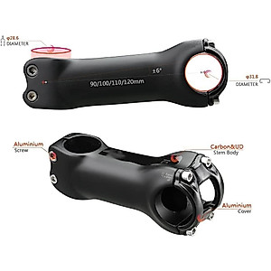 ZECHAO Carbon Bike Stem,UD Matte Road Bike Carbon Fibre Stem 90mm 100mm 110mm 120mm Bike Stem Parts Bike Stem (Color : Black, Size : 120mm)