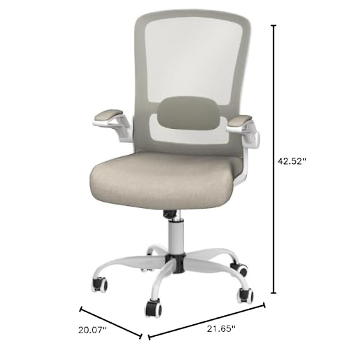 Mimoglad Home Office Chair, High Back Desk Chair, Ergonomic Mesh Computer Chair with Adjustable Lumbar Support and Thickened Seat Cushion (Modern, Beige)
