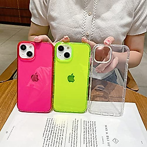 OWLSTAR Cute Neon for iPhone 14 Case & iPhone 13 Case Clear, Flexible Slim TPU Shockproof Transparent Bumper Protective Phone Case for Women and Girls (Hot Pink)
