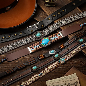 6 Pcs Cowboy Hat Band Replacement Ethnic Western Hat Belts Rural Classical Mexican Turquoise Hatbands (Classic Style)