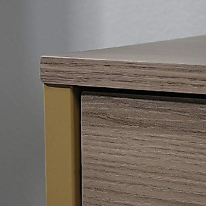 Sauder International Lux Single Pedestal Home Office Desk, L: 47.48" x W: 20.00" x H: 29.72", Diamond Ash Finish