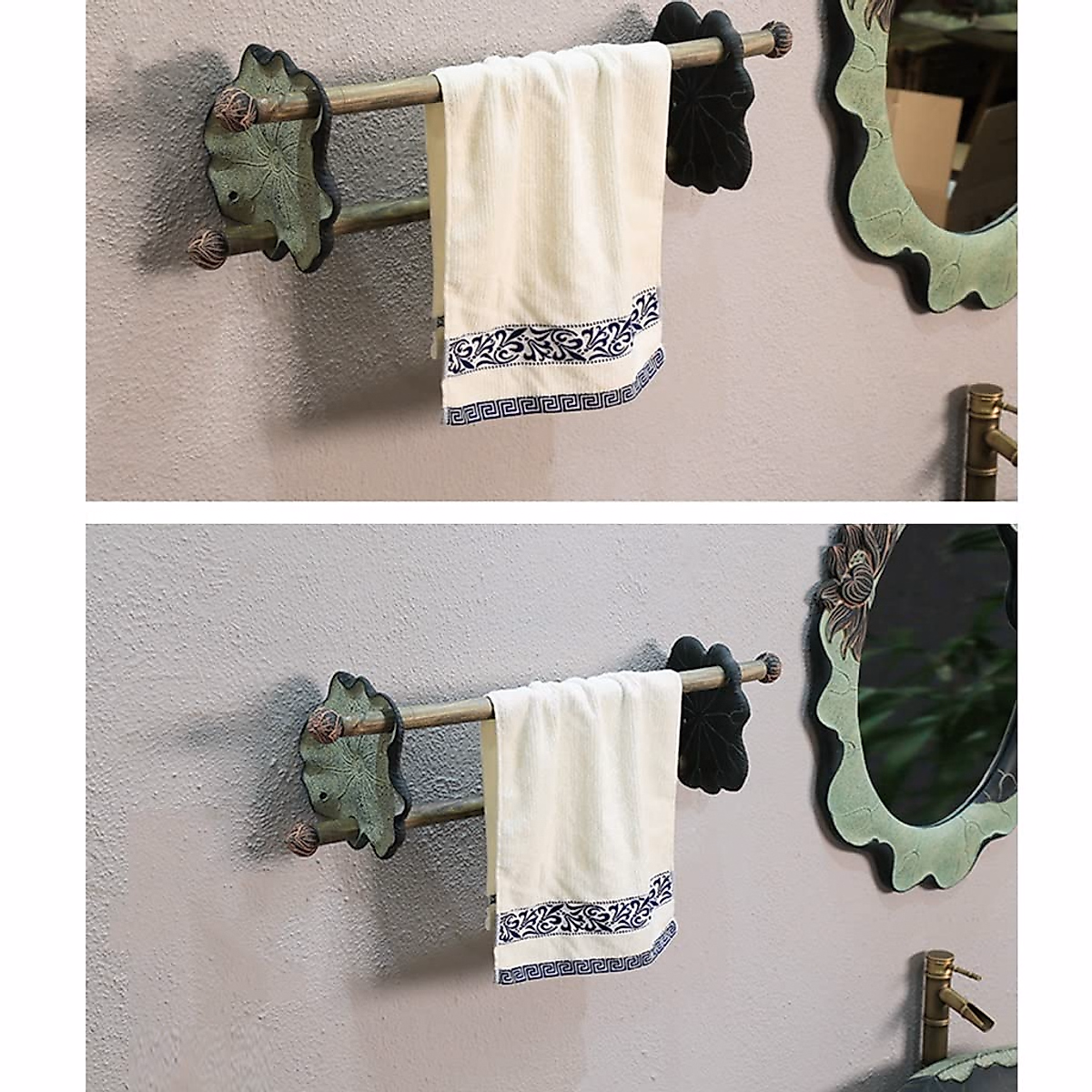 Bath Towel Bar Personality Retro Bathroom Rack Holder, Antique Bathroom Creative Art Hand Wash Towel Rack Towel Bar Rail Towel Holder