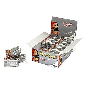 Zig Zag Silver Slim Slow Burning Rolls 24 x 4 m - 1 box