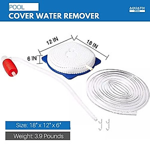 Aquatix Pro Pool Cover Drainer Kit for Above Ground Swimming Pools, Premium Pool Cover Siphon with 16 Feet Hose & Pump, Suitable for All Coverings, Quick and Easy Water Drainage, 1 Year Warranty!