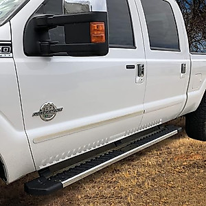 IKON MOTORSPORTS, Running Boards Compatible With 1999-2016 Ford F250 Superduty Crew Cab, V Style Silver Stainless Steel Side Step Bar Nerf Bar