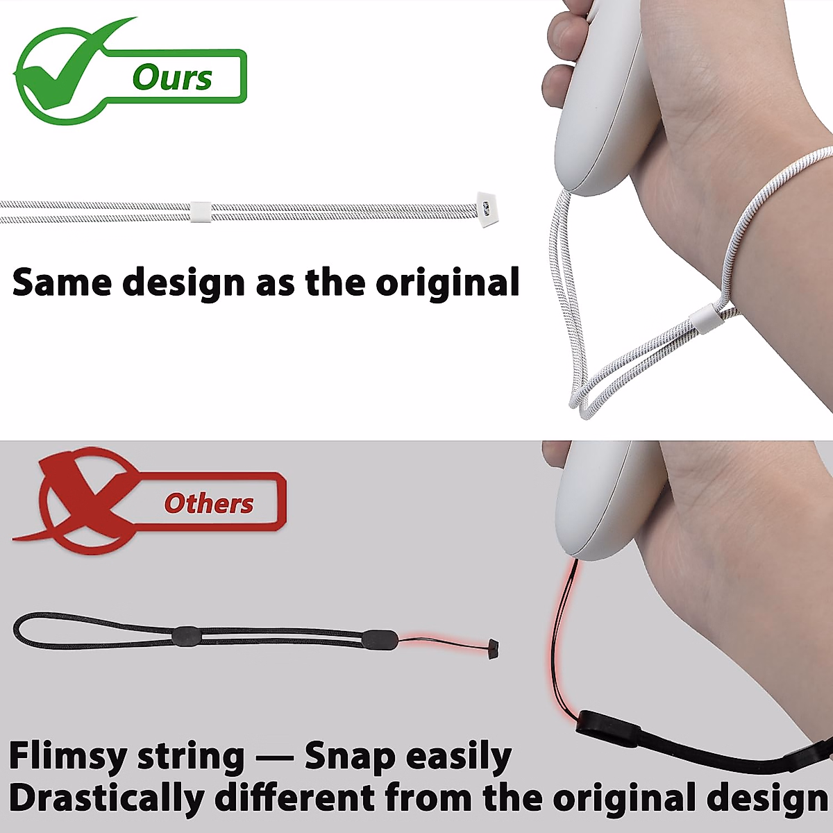 SOULWIT Professional Replacement Wrist Straps (2 Pcs) for Oculus Quest3, Durable & Adjustable Controller Hand Straps for Meta Quest 3S, Easy DIY Installation - White