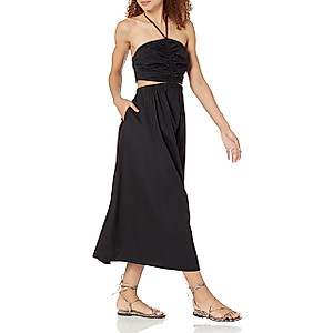 The Drop Women's Brinda Cotton Cutout Halter Maxi Dress, Black, L
