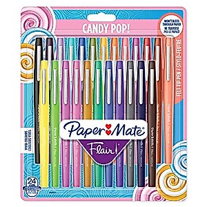 Paper Mate Flair Felt Tip Pens | Medium Point (0.7 mm) Marker Pens | Assorted Candy Pop Colouring Pens | for Kids & Adult Colouring, Journalling & More | 24 Count
