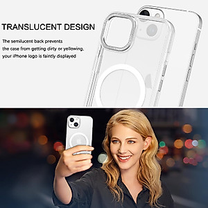 BENTOBEN Magnetic for iPhone 13 Case & iPhone 14 Case [Compatible with Magsafe] Translucent Matte Phone Case iPhone 13/14 Slim Shockproof Women Men Protective Cover for iPhone 13/14 6.1", White