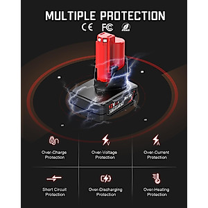 GERIT BATT 48-11-2460 12V 6.0Ah Replacement for Milwaukee 12V Battery Compatible with Milwaukee 12 Volt Battery 48-11-2401 48-11-2402 48-11-2440 48-11-2411 48-11-2420 Cordless Drill Power Tools(Red)
