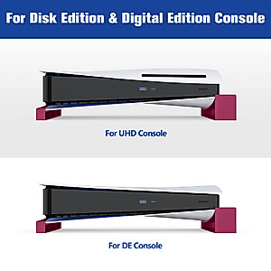 BSOON PS5 Accessories Horizontal Stand, PS5 Base Stand for PS5 Games & PS5 Console with 16 Game Disc Slots, Compatible with Playstation 5 Disc & Digital Editions, Minimalist Design (Red)