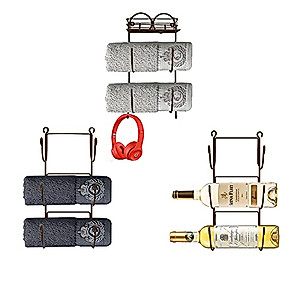 Wall Mount Metal Wire Towel Storage Shelf Organizer Rack Holder with 9 Compartments, Shelves for Bathroom Towels Towel Rack Holder Wall Mount Towel Holder Towel Rack Towel Rack Organizer Brown