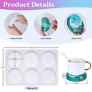 LET'S RESIN Extra Deep Coaster Resin Molds Silicone, Large 6 Cavity Silicone Molds for Resin, Round Silicone Coaster Molds for Epoxy Resin, Cups Mats, DIY Craft