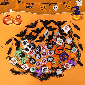 SCIONE 108Pcs Halloween Gooide Bag Stuffers for Kids,Halloween Trick or Treat Toys,Non Candy Halloween Treat Bag Fillers,Halloween Party Favors Toys Bulk for Kids 4-8 8-12,Halloween Pumpkin with Toys