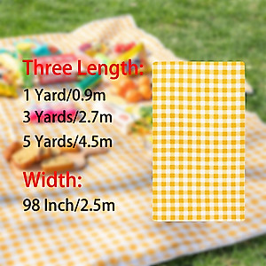 pson 96" Wide Checkered Gingham Fabric, Lightweight Polyester Poplin Fabric for DIY Crafts, Wall Decor Fabric, Sewing, Yellow - 1 Yard