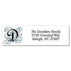 Gothic Monogram Personalized Return Address Labels – Set of 240, Small, Self-Adhesive, Flat-Sheet Labels, by Colorful Images
