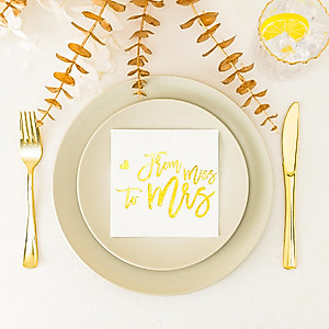 Calculs From Miss to Mrs Bridal Shower Beverage Napkin Gold Foil for Bachelorette/Engagement Party Paper Table Supplies 55 Pcs