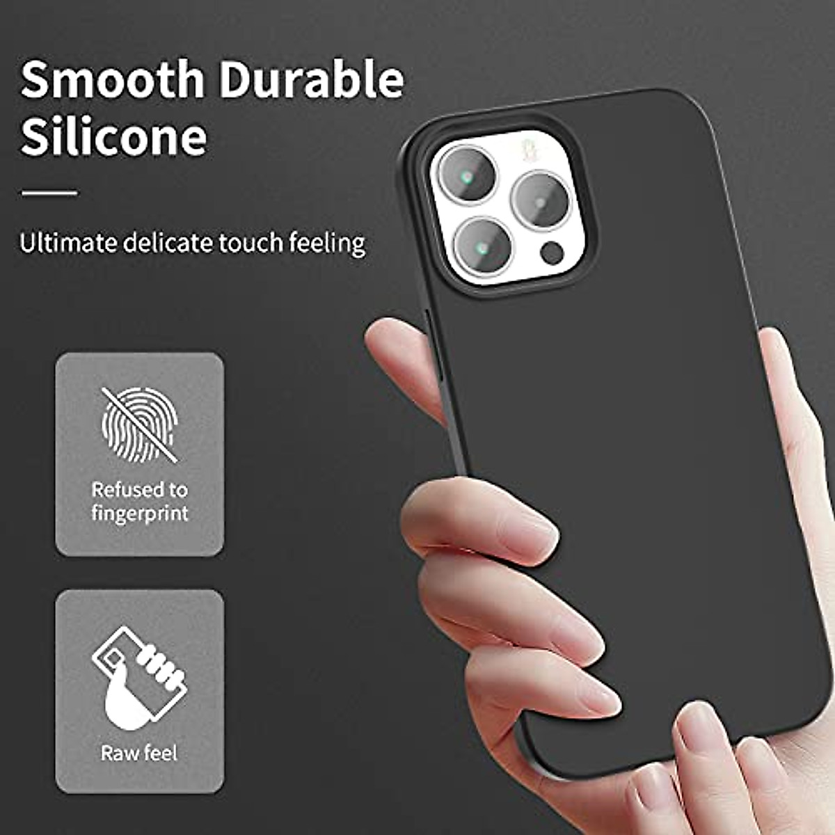 ANEMAT Designed for iPhone 13 Pro Max Silicone Case, for iPhone 13 Pro Max Phone Case Silicone Slim Shockproof Phone Cases Cover with iPhone 13 Pro Maxcase 6.7 inch, Black