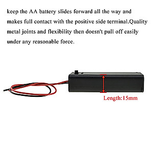 HAHIYO 3V AAA Battery Holder Bundle with Wire Sturdy Cover Flexible Springs Contact Build-in Switch Batteries Black Case Easy Install 8 Pieces for Wall Clocks Ham Radio Kids Toys, 2AAA-8Pieces