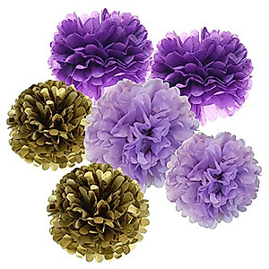 Graduation Decorations Purple Gold 2023 Furuix Purple Gold Birthday Party Decorations Glitter Gold/Purple Paper Lanterns Purple Birthday/Baby Shower/ Bridal Shower/Wedding Decorations/Lsu Decorations