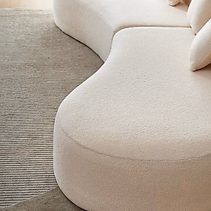 SSC SATISUNCASA 119" Modern Curved Sectional Sofa, 5-Seater Couch, Comfortable and Stylish for Living Room, Apartment, Home Decor (Beige + Sherpa + Foam + 5 Seat)