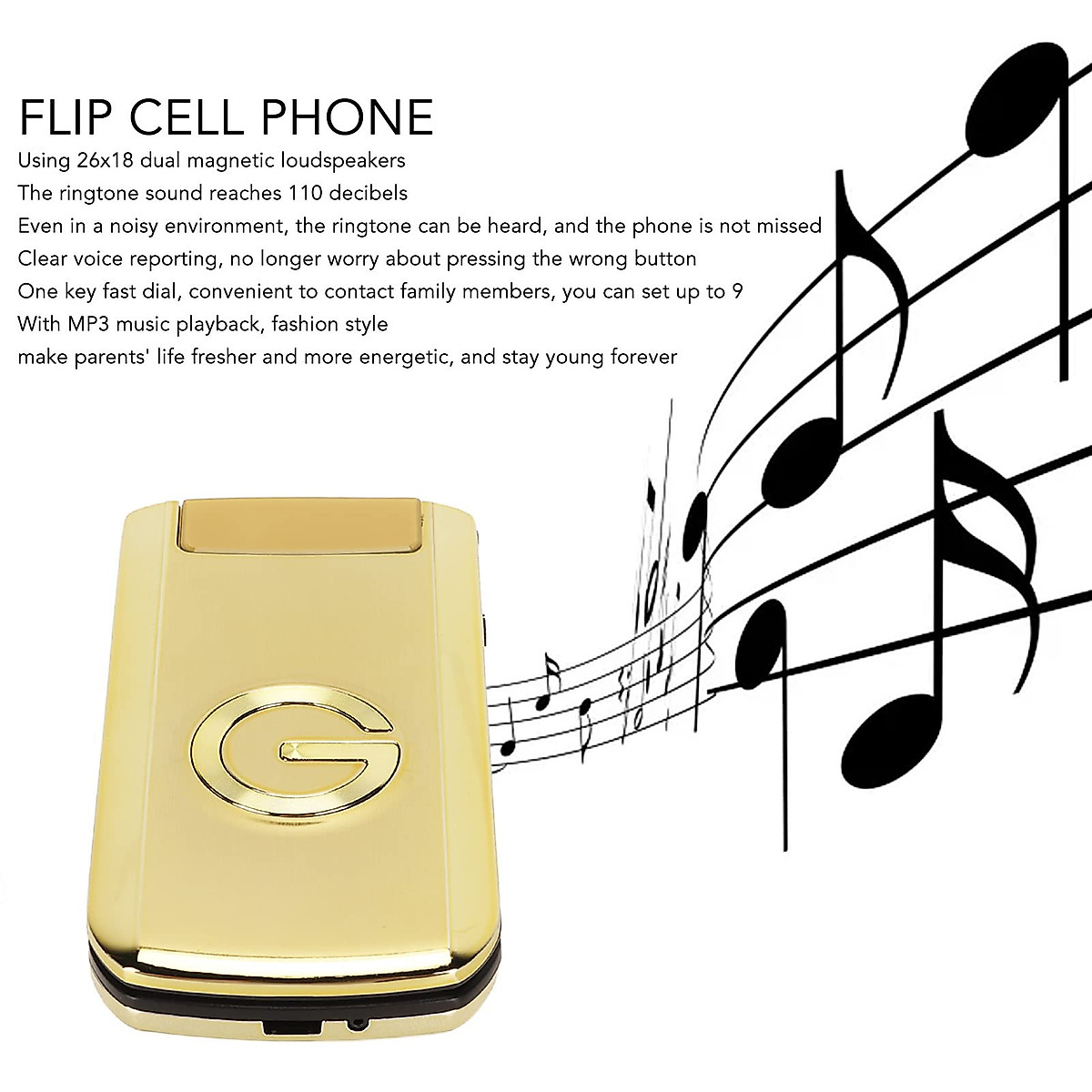 GOWENIC Cell Phone for Senior, Flip Seniors Phone Big Font Big Screen Loud Phone Cell Phone with Ultra Long Standby Dual Card Dual Standby G9000 Gold US