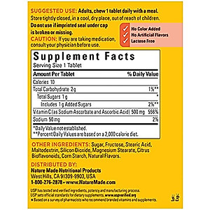 Nature Made Chewable Vitamin C 500 mg Tablets, 150 Count Value Size to Help Support the Immune System
