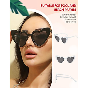 LOHO MAGICA Women Fashion Heart Sunglasses 12 Pack Heart Shaped Sunglasses for Women Vintage Love Cat Eye Retro Glasses（Red）