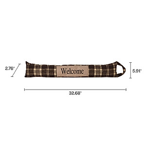 Elements 32.7x2.76x5.91 Inch Brown and Tan Plaid Welcome Fabric Draft Stopper