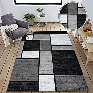 Rugshop Contemporary Modern Boxes for Home Office,Living Room,Bedroom,Kitchen Non-Shedding Area Rug 7' 10" X 10' 2" Gray