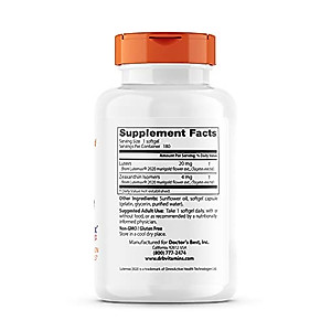 Doctor's Best Lutein Featuring Lutemax, Non-GMO, Gluten Free, Eye Health, 20 mg, 180 Softgels