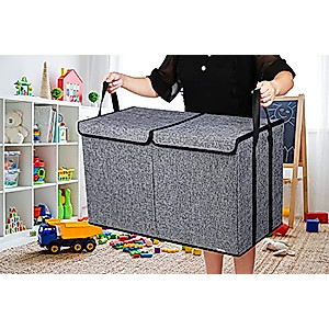 YOLOXO 2 Pack Large Kids Toy Box Chest Storage Organizer with Flip-Top Lid
