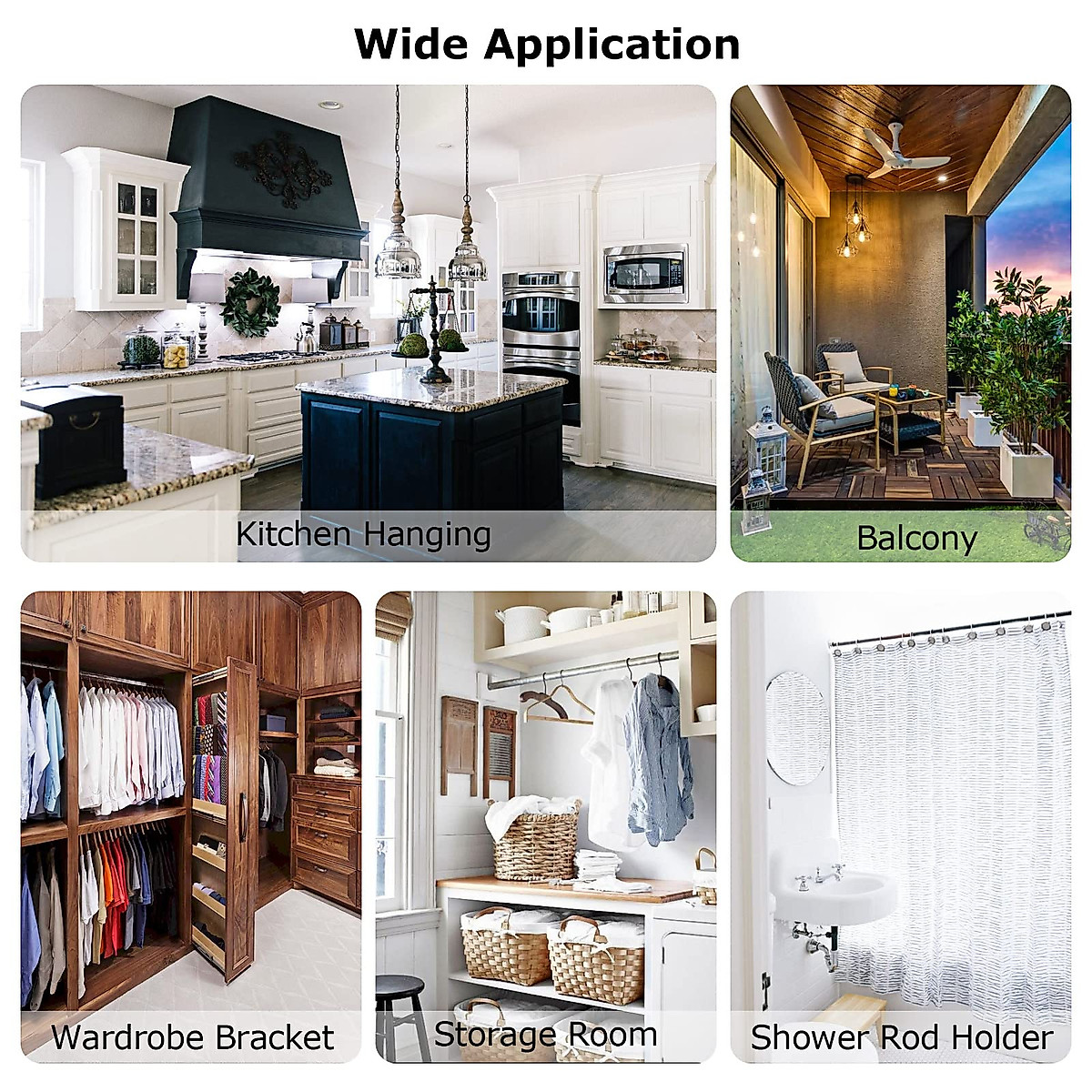 12 PCS Stainless Steel Closet Rod Brackets, 1-1/4 Inch Dia Heavy Duty Socket Flange Rod Holder, Shower Curtain Rod Pole End Supports, Open Type Wardrobe Bracket Holder with Screws U-Shaped, Silver