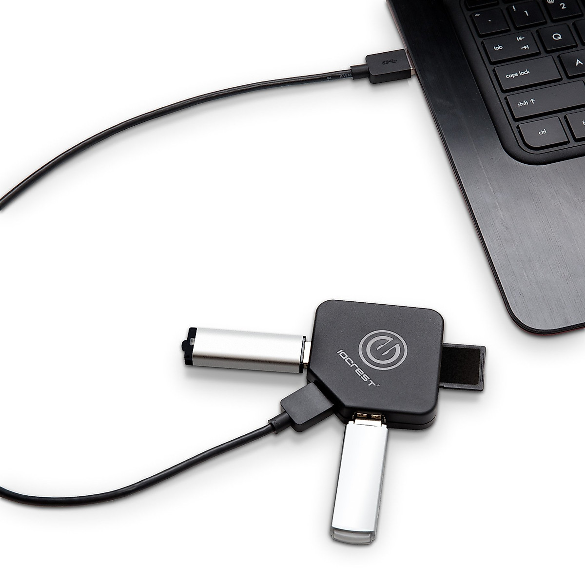 IOCrest USB 3.0 2 Port HUB & SD MicroSD Card Reader Ultra-Mini Compact Portable, SuperSpeed, Black SI-HUB50066