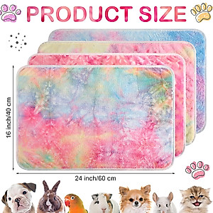 4 Pcs Waterproof Guinea Pig Blankets Washable Small Animal Fleece Bedding Absorbent Guinea Pig Cage Liners Reusable Pet Pee Pad Sleep Mat Pad Cover for Hamster Ferret (Tie Dye Pattern,24 x 16 Inch)