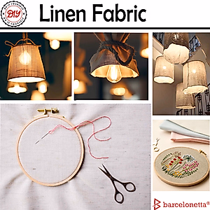 Barcelonetta | Linen Fabric | Natural Linen Cloth | Embroidery, Sewing | Soft, Breathable | 55" Wide | 70% Linen, 30% Rayon | Hemp, Jute, Needlework, Lining (Silver, 2 Yard)