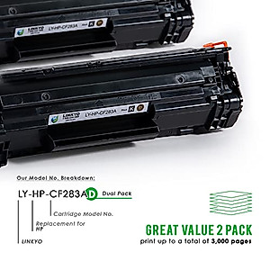 LINKYO Compatible Toner Cartridge Replacement for HP 83A CF283A (Black, 2-Pack)
