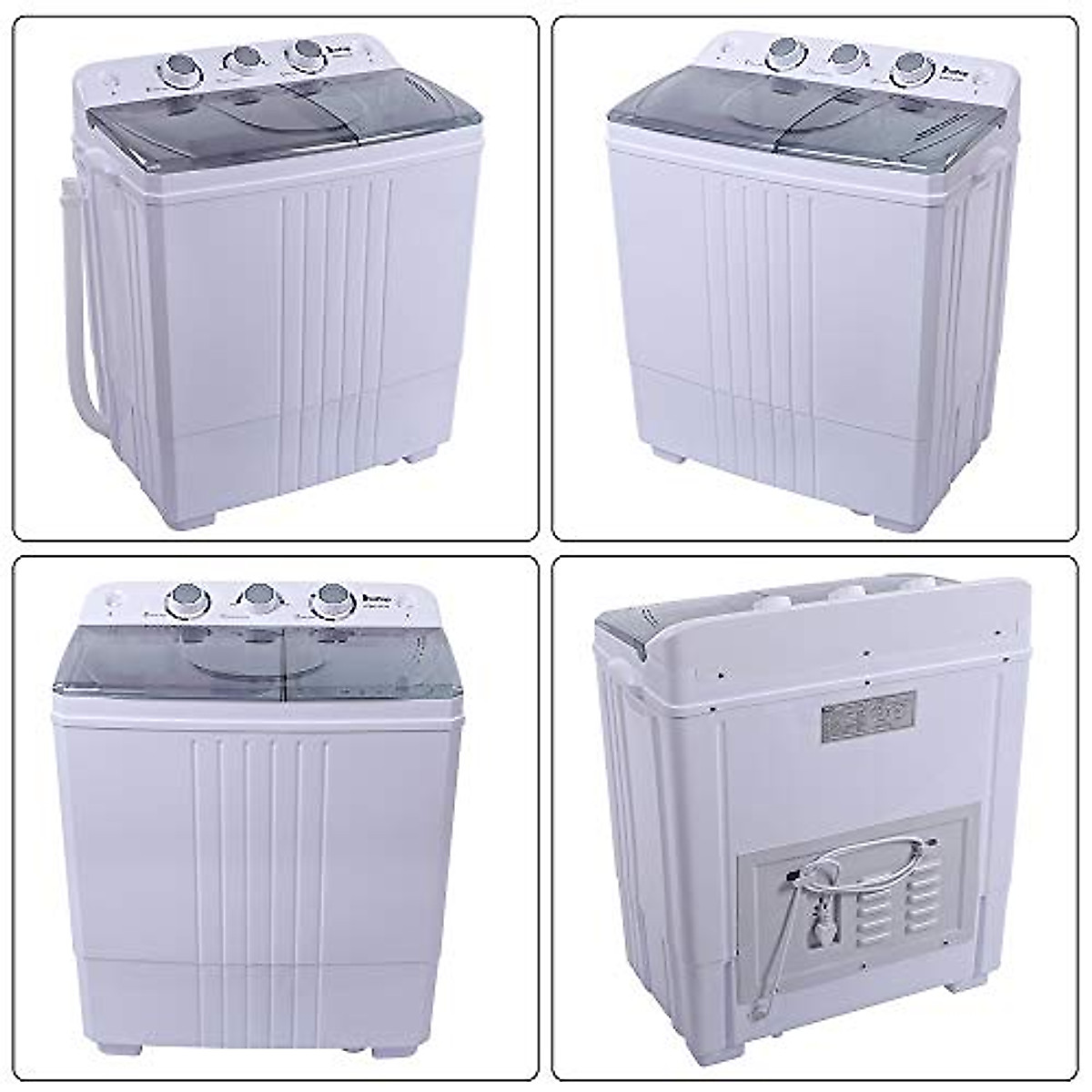 Z okop Twin Tub Design Washer Large Power Semi-automatic Washing Machine Energy Saving (Grey cover plate 16.5lb)