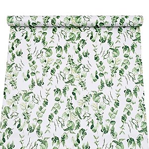Yifasy Drawer Shelf Liner Green Leaf Self-Adhesive Furniture Inner Lining Paper Sheet Removable Wallpaper Roll 118x18 Inch
