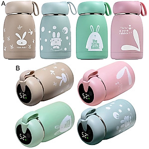 ZTGD Cute Insulated Water Bottle 320ml for Kid and Lady,Kawaii Thermos Cup with Led Display and Cute Pattern,Stainless Steel Coffee Vacuum Thermos Bottle Keep Drinks Hot or Cold for Travel School Off