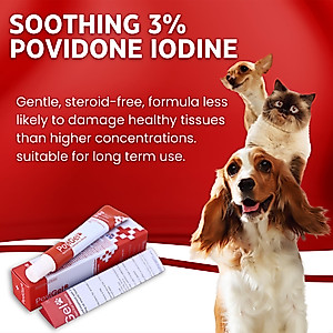 PoviGel Dog Wound Care Ointment, Fast Absorption Rapid Healing Pain & Itch Relief, Dog Ear Infection Treatment, Yeast Infection Treatment for Dogs & Cats, Povidone-Iodine 3% for Pets, Hot Spots