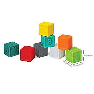 Infantino Squeeze and Stack Block Set - Colorful Textured Soft Blocks, Includes Numbers, Animals and Shapes, Ages 6 Months +