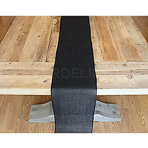 CleverDelights 9" Black Burlap Roll - Finished Edges - 5 Yards - Jute Burlap Fabric